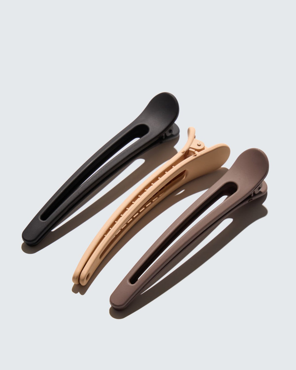 Duck Bill Hair Clips Coffee 3 Pack Large sized duckbill clips