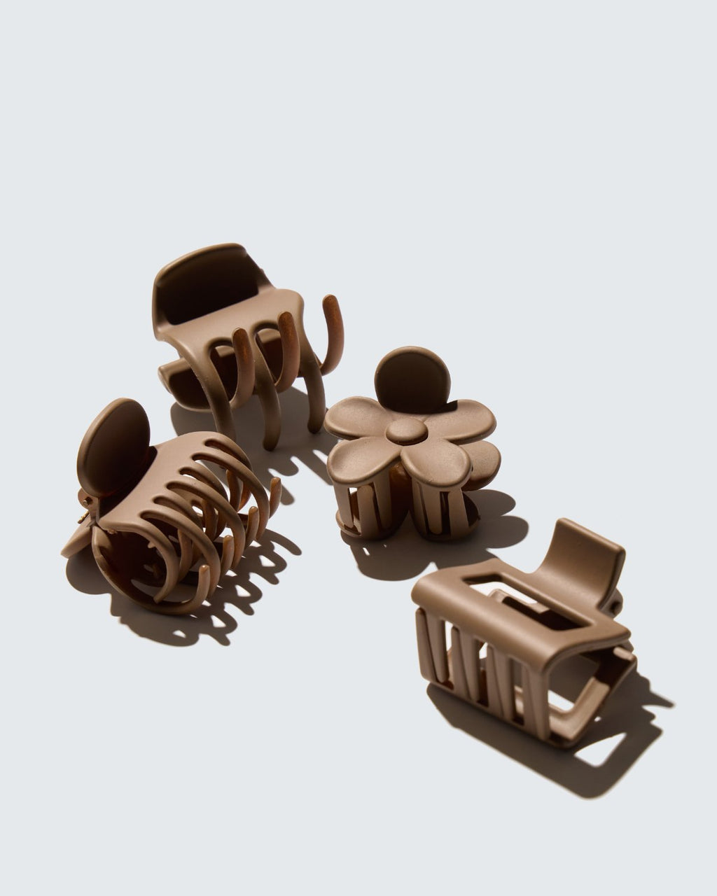 Small Claw Hair Clips, 4-Pack | Coffee | For Easy Styling